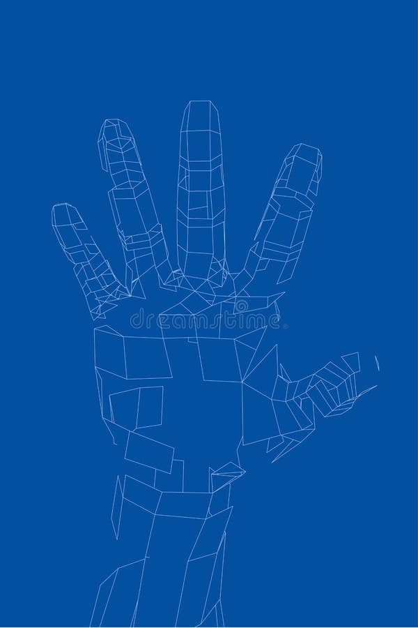 Outline Human Hand. Wire-frame Style Stock Illustration - Illustration ...