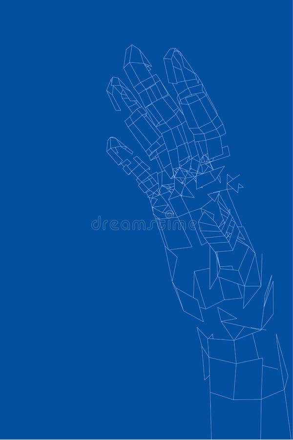 Human Hand. Wire Frame Render Stock Illustration - Illustration of ...
