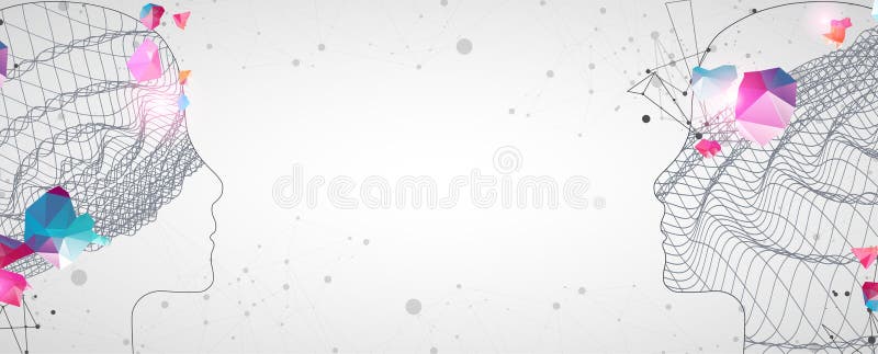 Outline of a Human Head with an Abstract Wave. Plexus Effect Stock ...