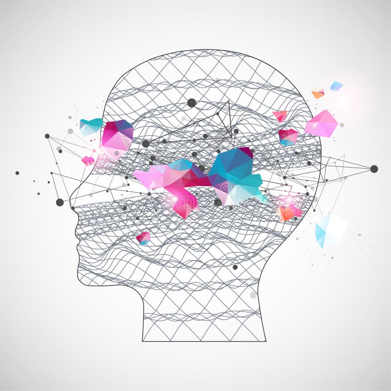 Outline of a Human Head with an Abstract Wave. Plexus Effect Stock ...