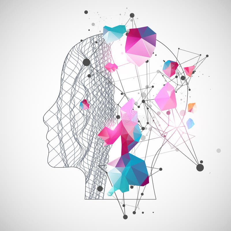 Outline of a Human Head with an Abstract Wave. Plexus Effect Stock ...