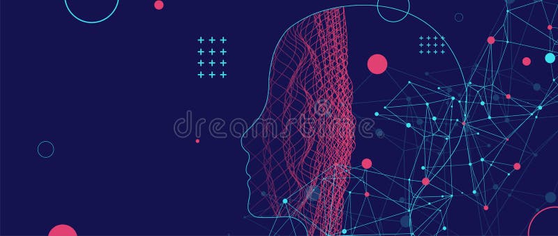 Outline of a Human Head with an Abstract Wave. Plexus Effect Stock ...