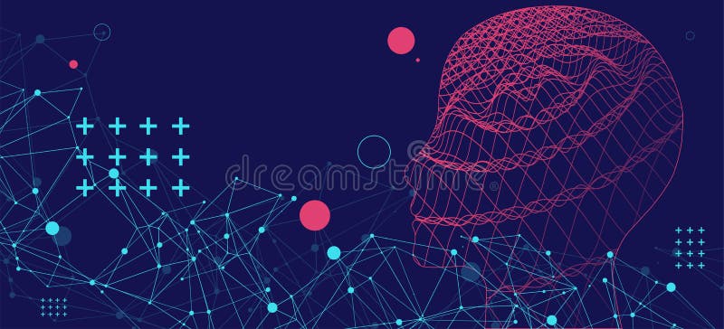 Outline of a Human Head with an Abstract Wave. Plexus Effect Stock ...