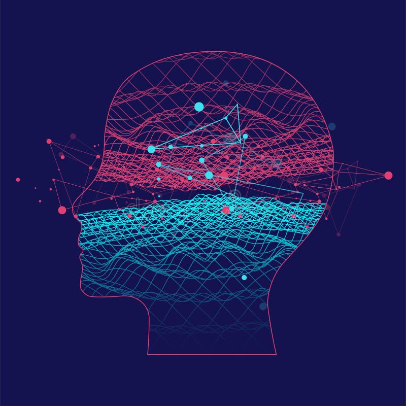 Outline of a Human Head with an Abstract Wave. Plexus Effect Stock ...