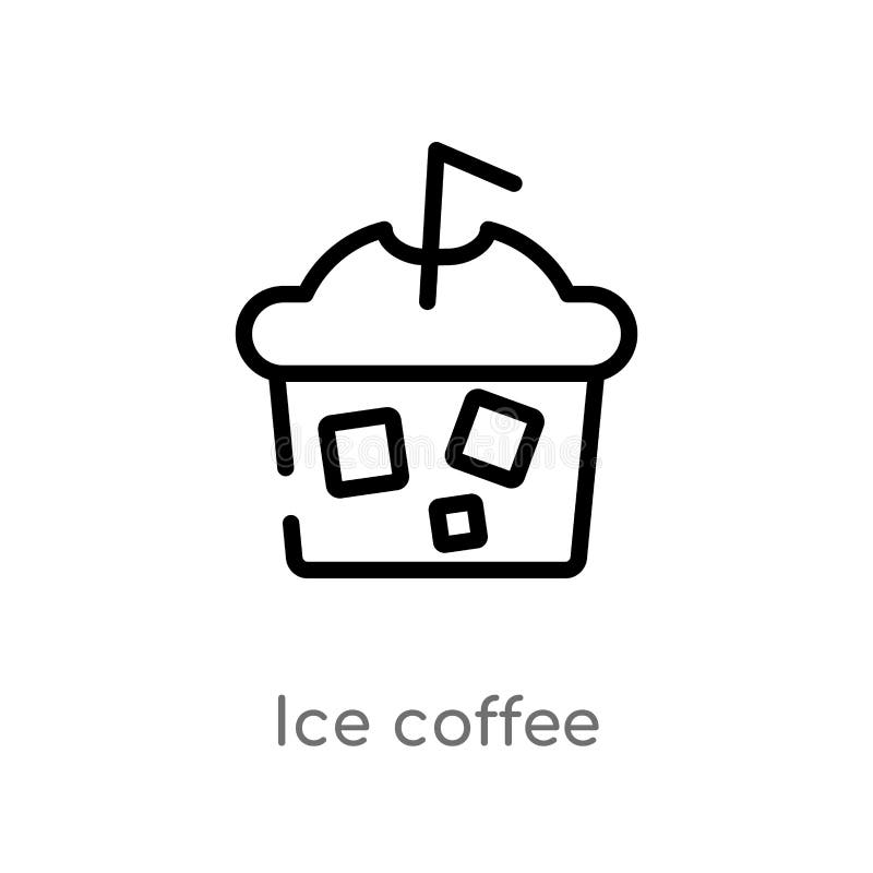 Outline Ice Coffee Vector Icon. Isolated Black Simple Line Element ...