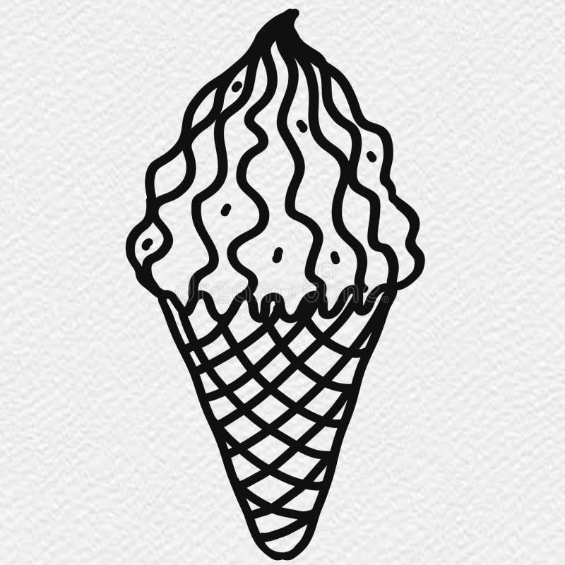 Ice Cream Outline Illustration Set and Hand Drawn Cartoon. Stock Image ...