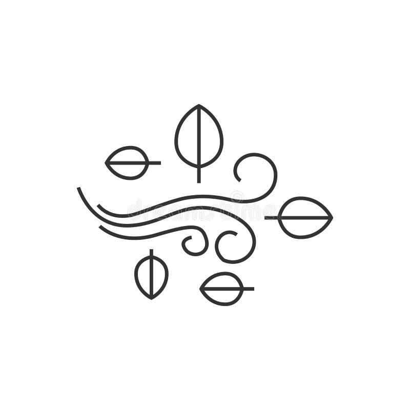 Windy Tree And Leaves Outline Icon Stock Illustration - Illustration of ...