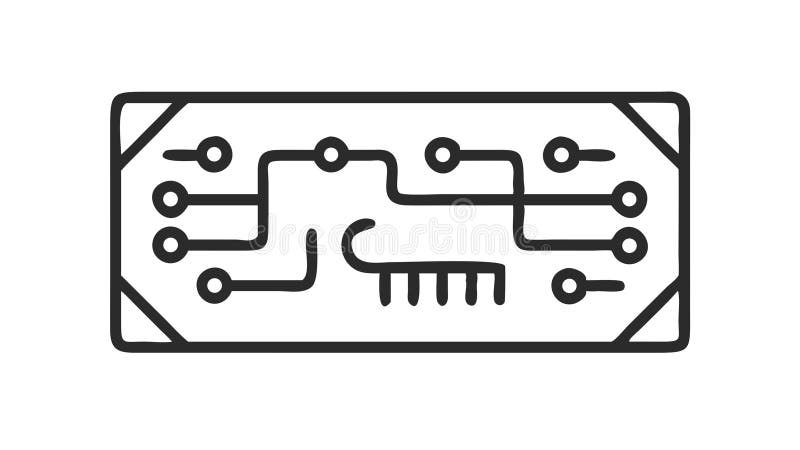 Outline Icon Of A Circuit Board Electronics Tech Vector Design Generative Ai Stock Vector