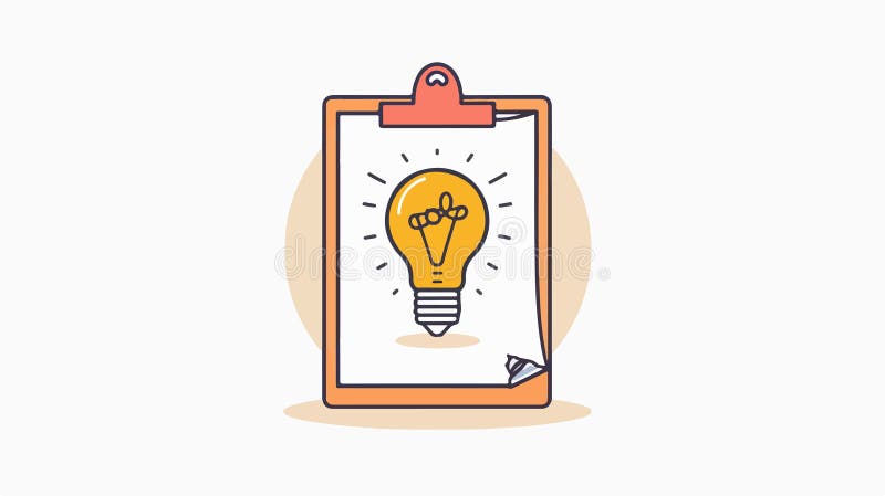 Creative Clipboard with Light Bulb Outline Icon Vector Illustration for ...