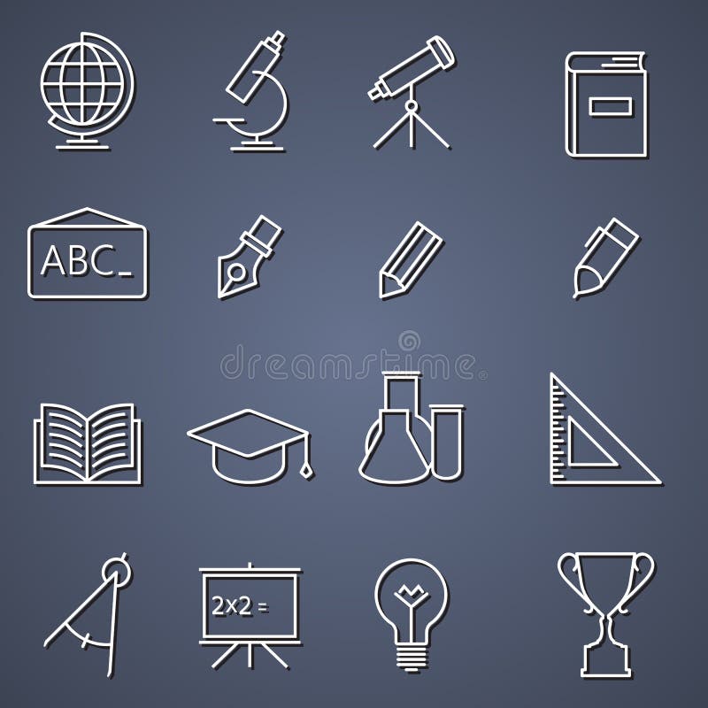 Outline Icon Collection - School Education Stock Vector - Illustration ...