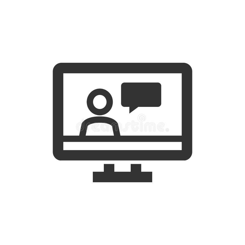 Outline Icon - Computer Chat Stock Vector - Illustration of pictogram ...