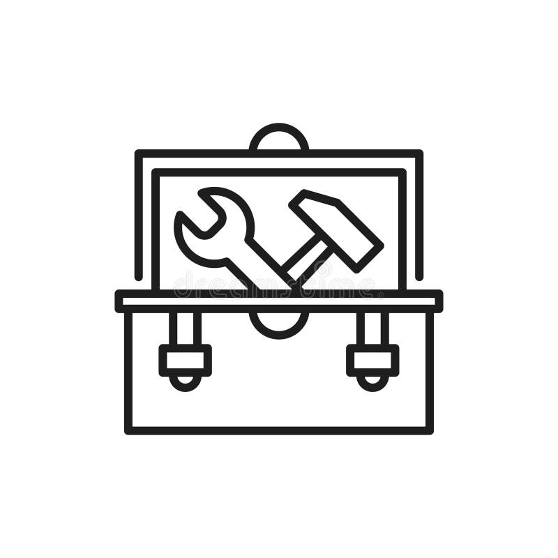 An Outline Icon Depicting a Set of Construction Tools Placed Inside a ...