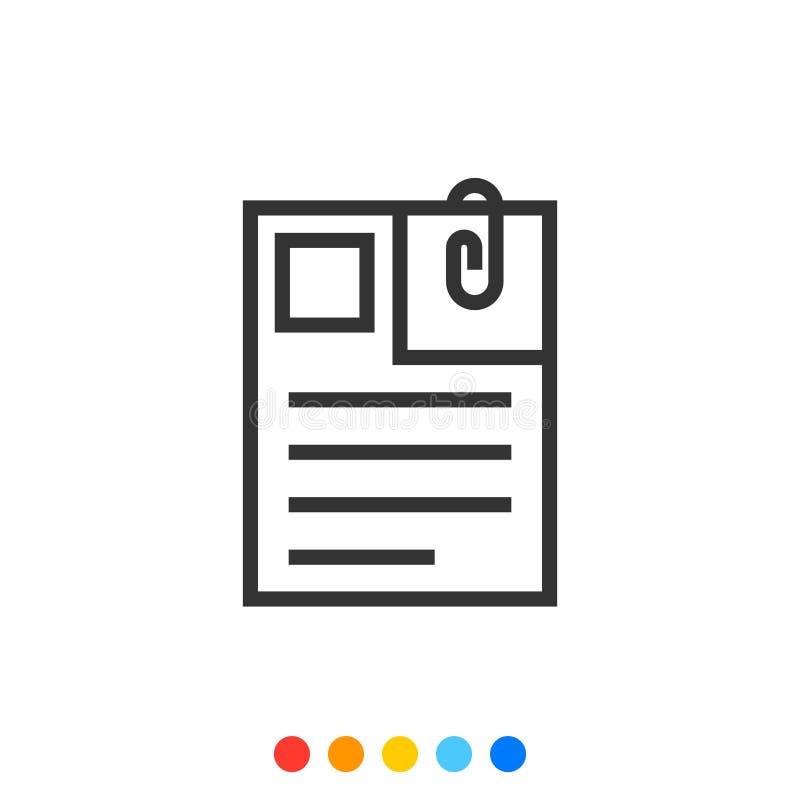 Outline Icon of Document with Paper Clip, Professional, Vector and ...