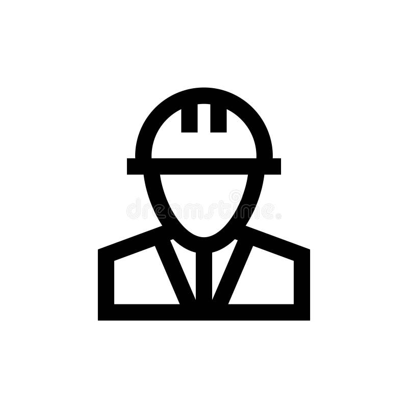 Outline Icon Engineer Emblem. Isolated on White. Vector Illustration ...