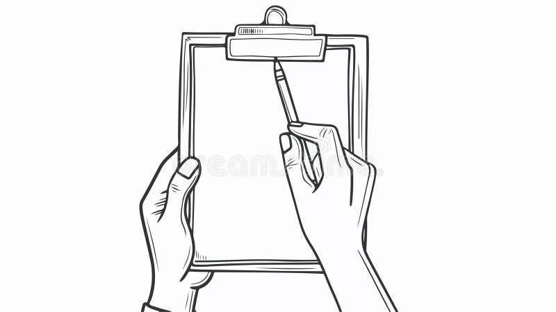 Clipboard Icon in Hand Outline Vector Illustration Stock Vector ...