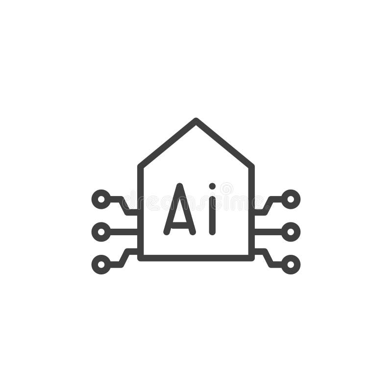 AI House Intelligence Line Icon Stock Illustration - Illustration of ...
