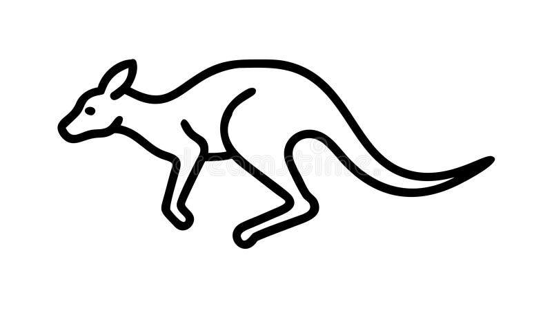 Outline Icon of a Jumping Kangaroo, Symbolizing Motion , Vector Design ...