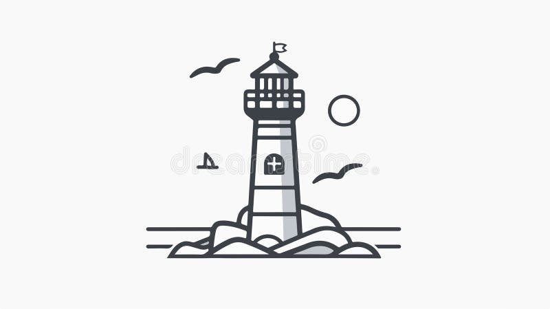 Modern Lighthouse Outline Vector Illustration for Design Projects Stock ...