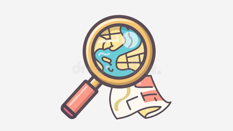 Map Icon Under Magnifying Glass, Vector Illustration for Cartography ...