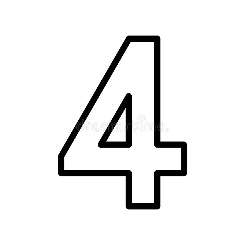 Outline Icon of the Number Four, Representing Numerals or Sequence ...