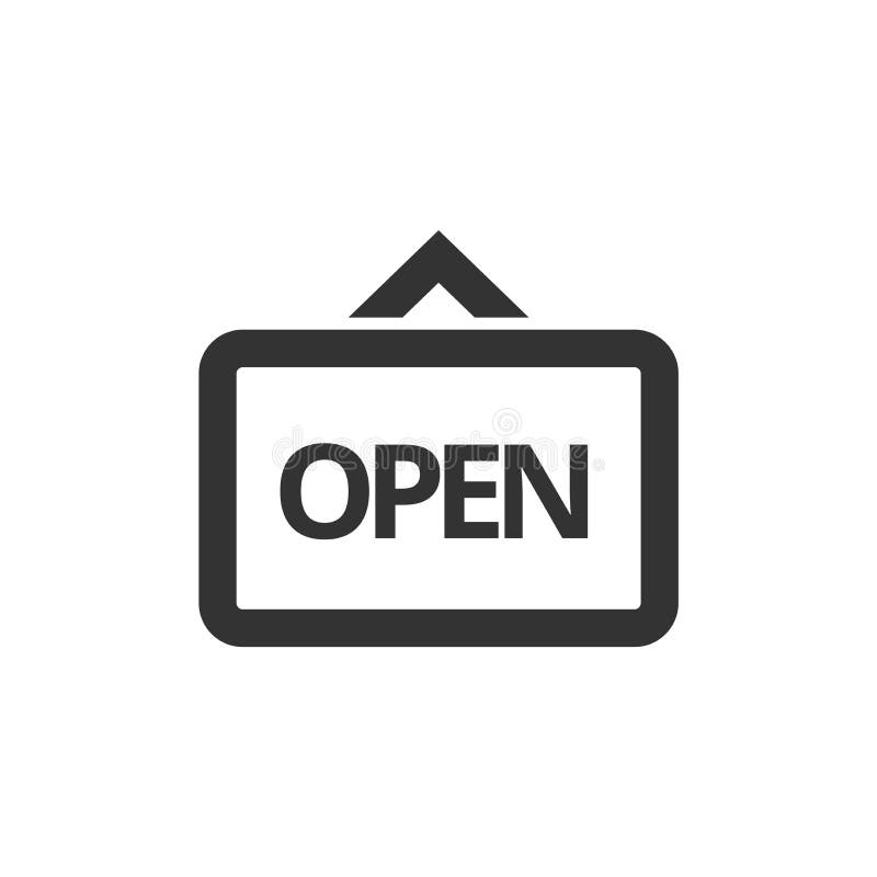 Outline Icon - Open sign stock vector. Illustration of computer - 194358497