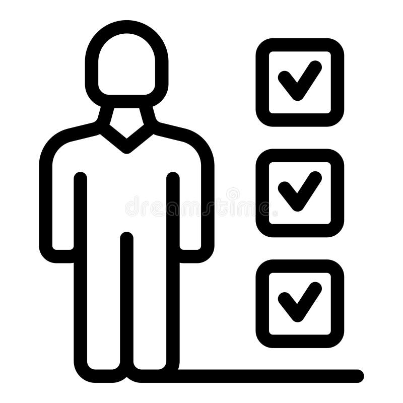 Outline Icon of a Person with a Checklist, Symbolizing Task Completion ...