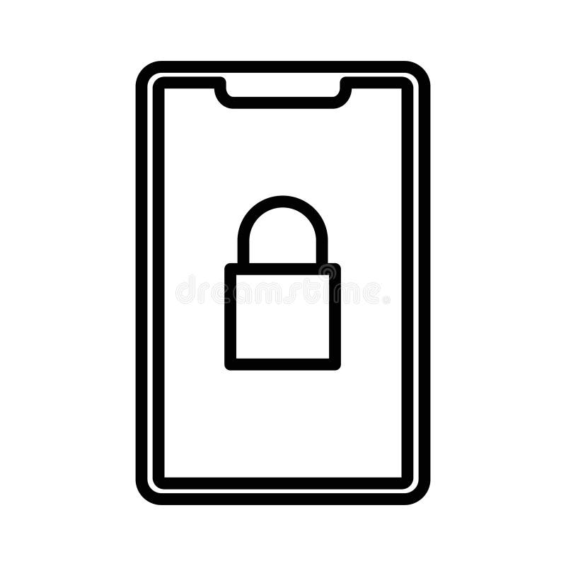 Outline Icon of a Phone with a Lock, Representing Security or Privacy ...