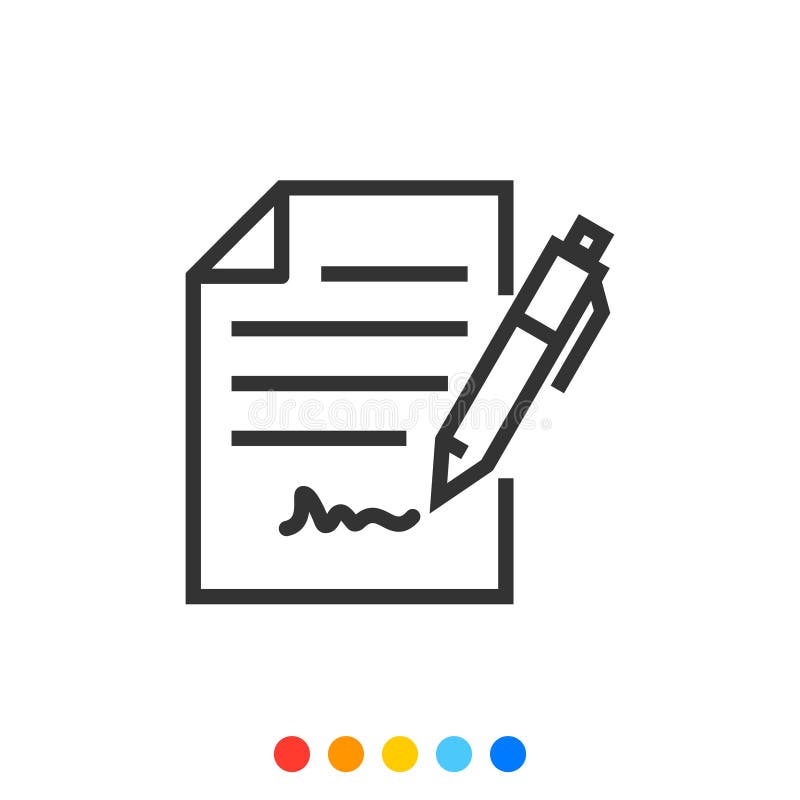 Outline Icon of Signing a Contract with a Signature, Vector and ...