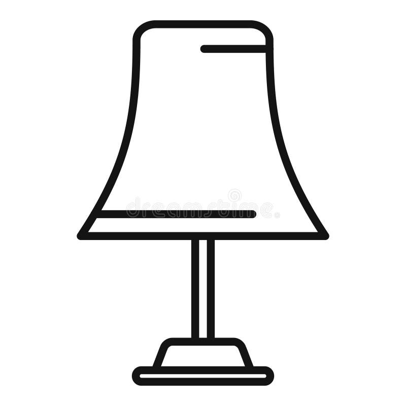 Outline Icon Style Table Lamp Standing on Floor Stock Illustration ...