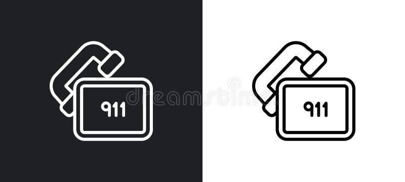 911 Outline Icon in White and Black Colors. 911 Flat Vector Icon from ...