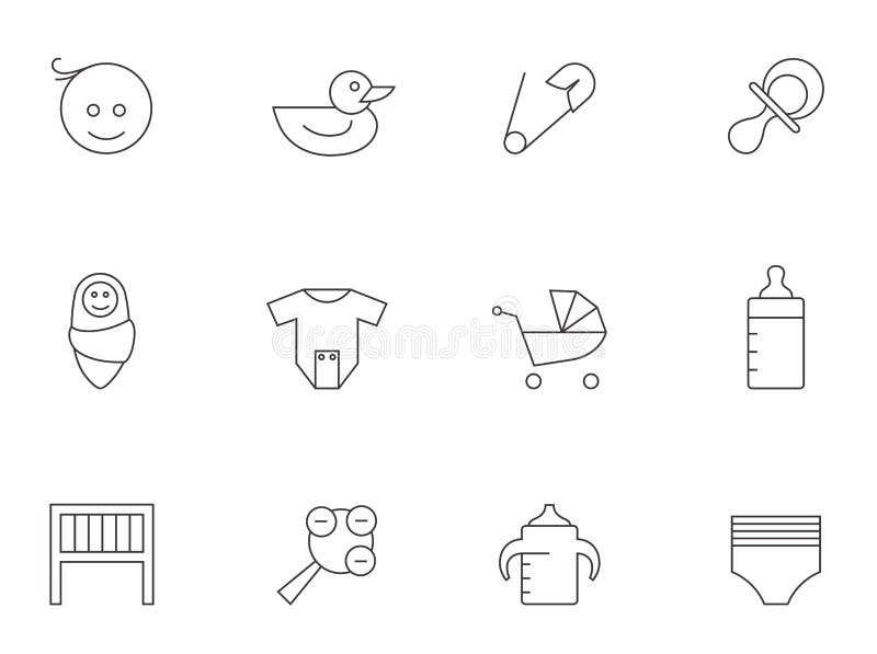 Outline Icons - Babies stock vector. Illustration of icons - 185778016