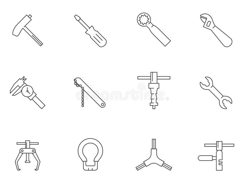 Outline Icons - Bicycle Tools Stock Vector - Illustration of bicycle ...