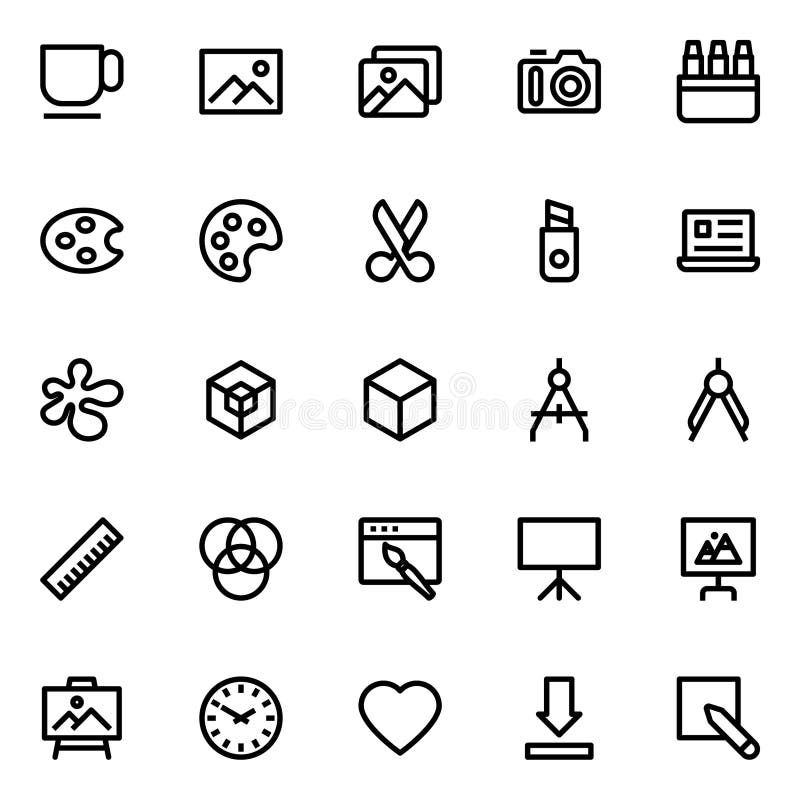 Outline Icons for Graphic Design. Stock Illustration - Illustration of ... Outline Icons for Graphic Design. Stock Illustration - Illustration of ...