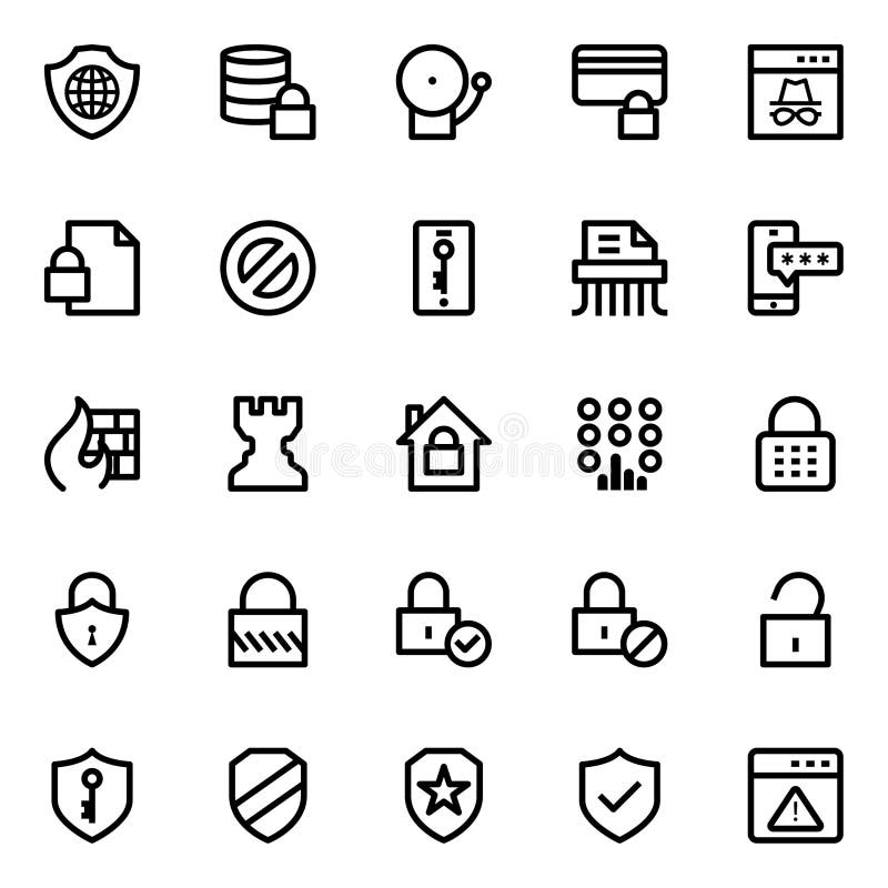 Outline Icons for Security. Stock Illustration - Illustration of ...