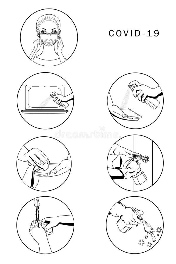 Outline Icons on the Theme of Behavior during a Virus Outbreak ...