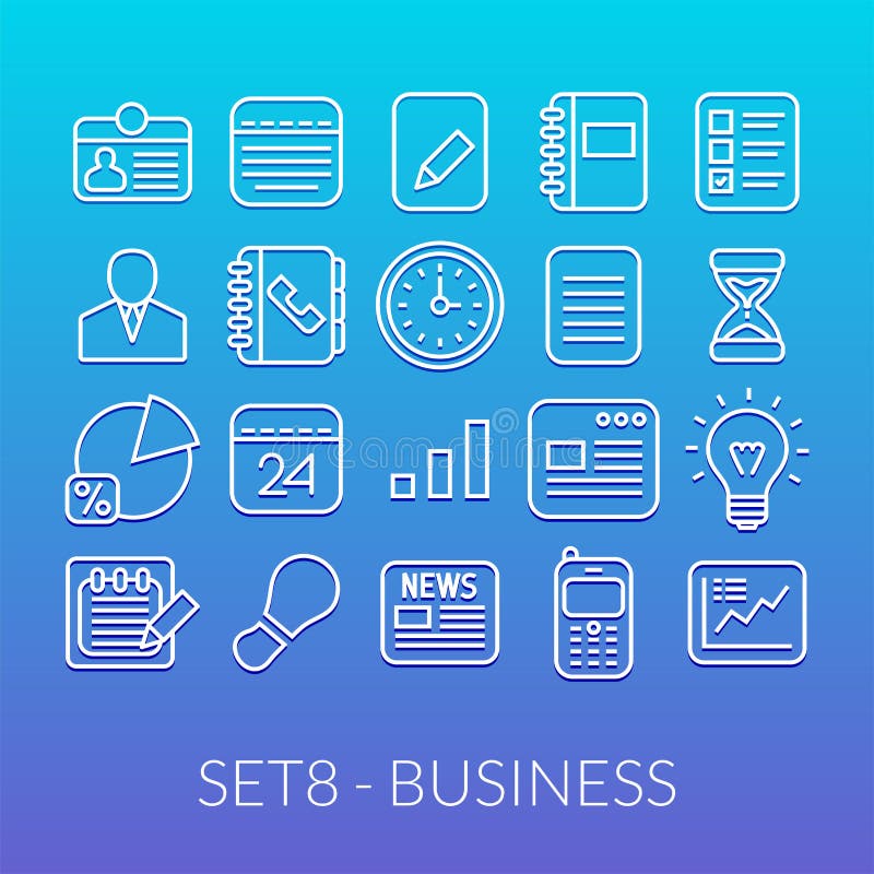 Outline Icons Thin Flat Design, Modern Line Stroke Stock Vector ...