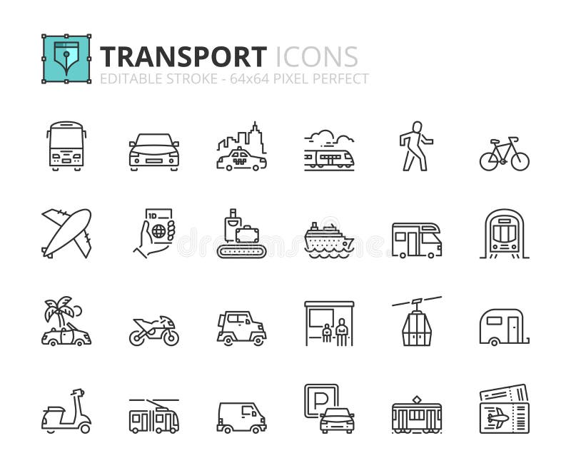 Outline Icons about Transport Stock Vector - Illustration of tram ...