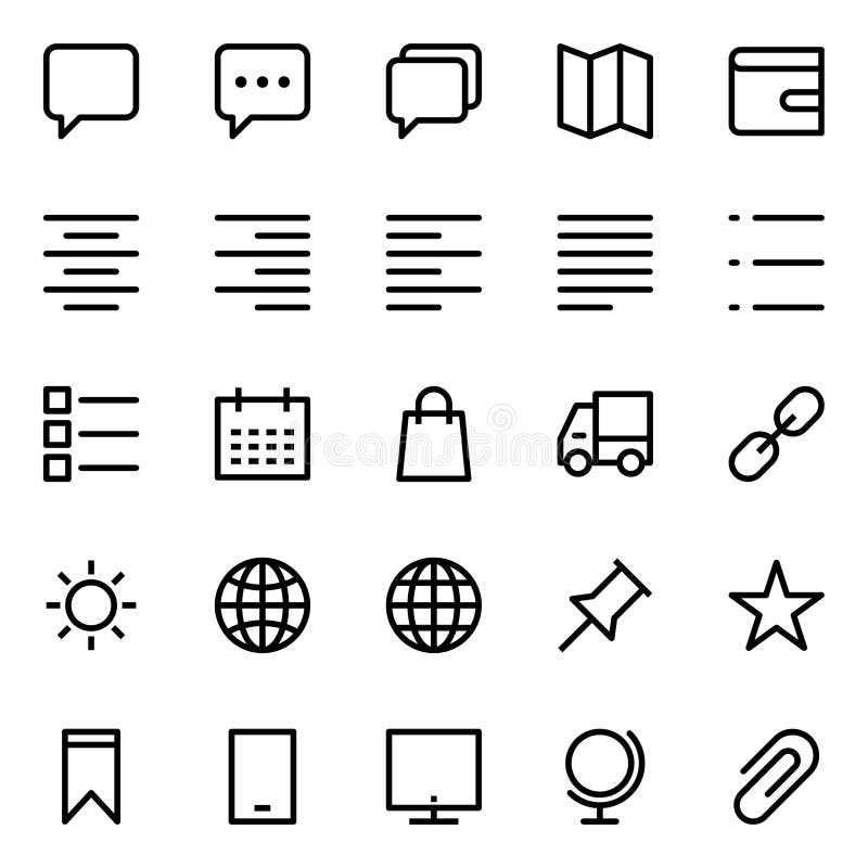 Outline Icons for Universal, Web. Stock Illustration - Illustration of ...