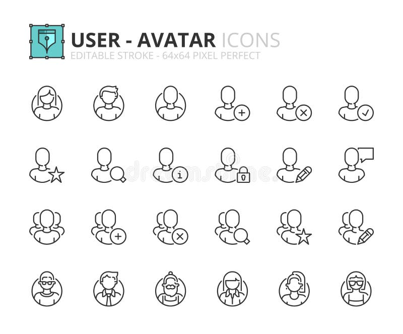Outline Icons about User Interface and Avatars Stock Vector ...