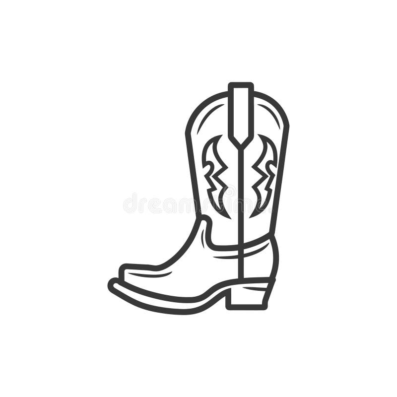Outline Illustration of a Cowboy Boot Stock Vector - Illustration of ...