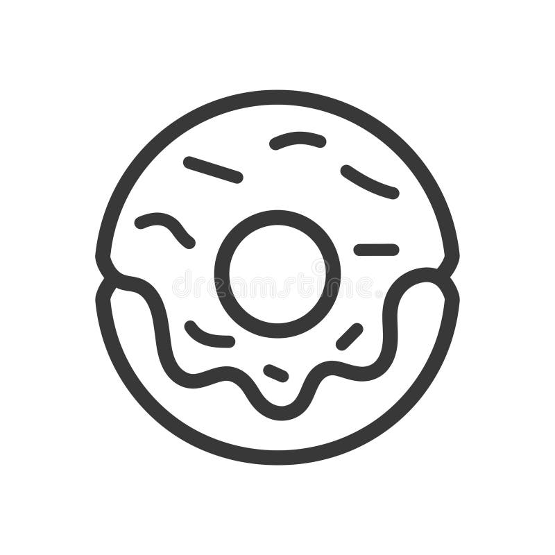 Outline Illustration of a Glazed Donut with Sprinkles Stock ...
