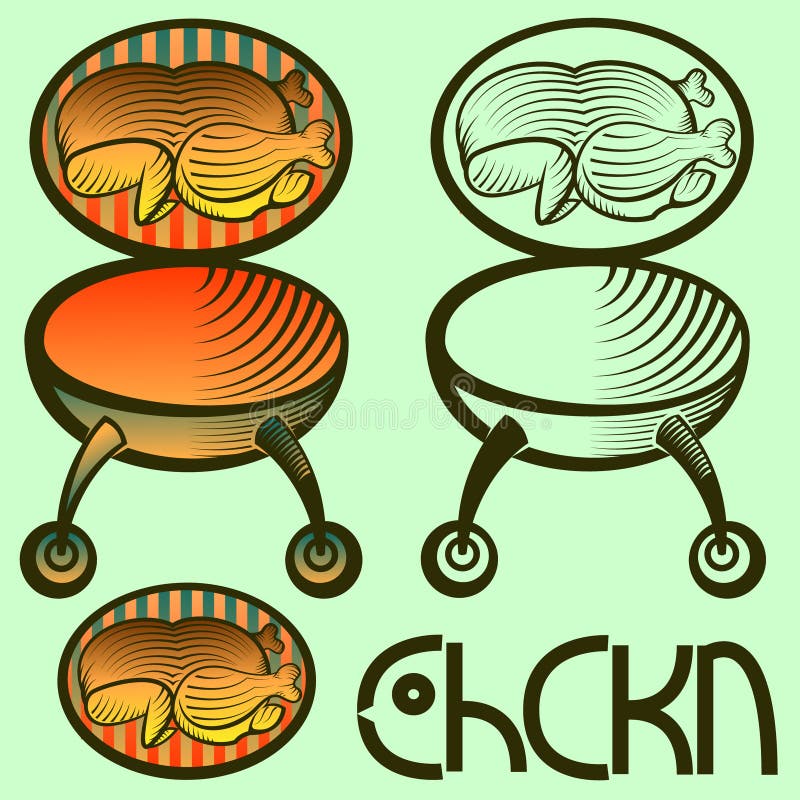 Outline Illustration of Grilled Chicken. Stock Illustration ...