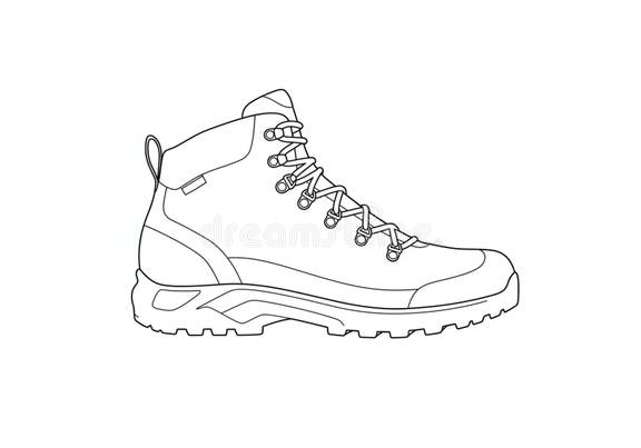 Outline Illustration of a Hiking Boot Featuring a High Ankle Design and ...
