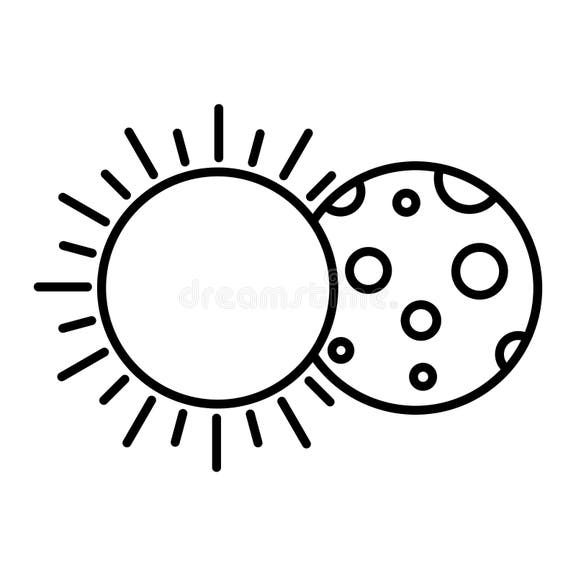 Outline Illustration of a Solar Eclipse Icon Stock Illustration ...