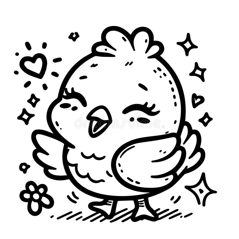Outline Illustration of a Vectorized Hand Drawn Chick Stock Vector ...