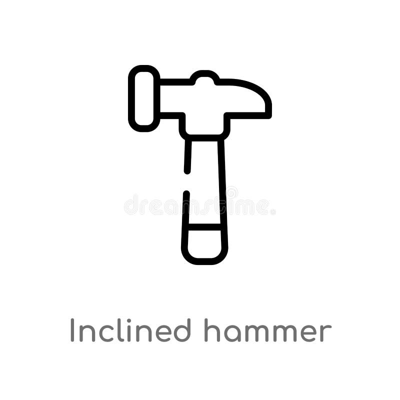 Outline Inclined Hammer Vector Icon. Isolated Black Simple Line Element ...