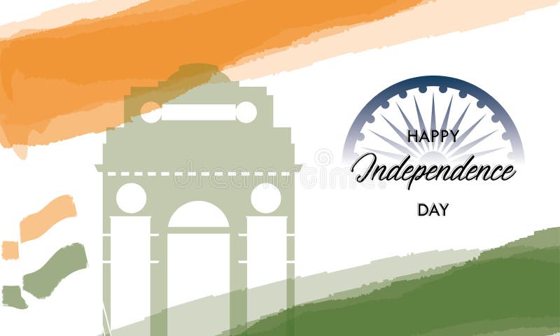 Outline of the Indian Gate Arc on a Colored Happy India Independence ...