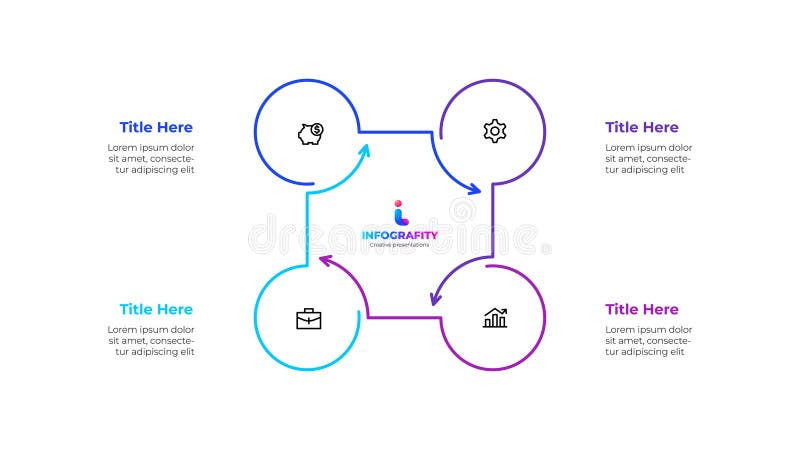 Outline Infographic Circular Diagram for Business Presentations with 4 ...