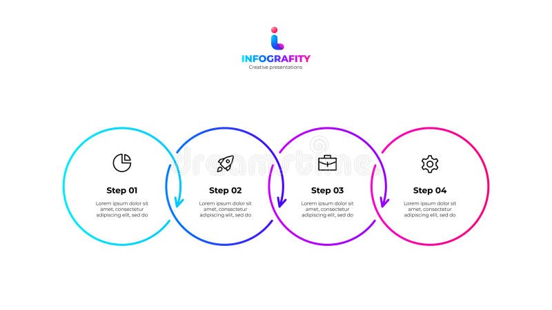 Outline Infographic Design Template. Progress Diagram with 4 Circles ...