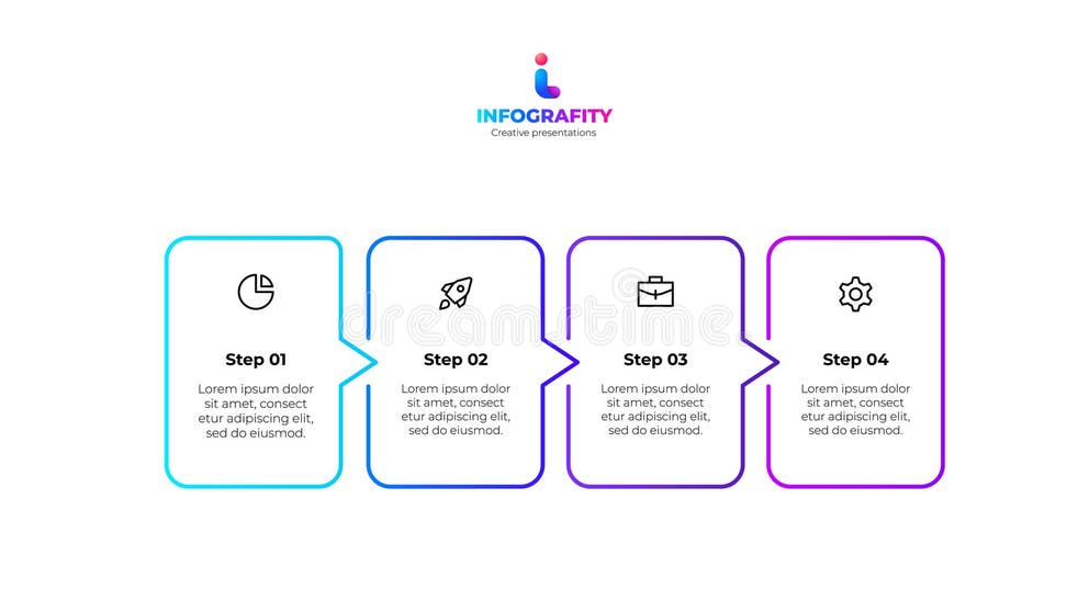 Outline Infographic Design Template. Progress Diagram with 4 Linear ...